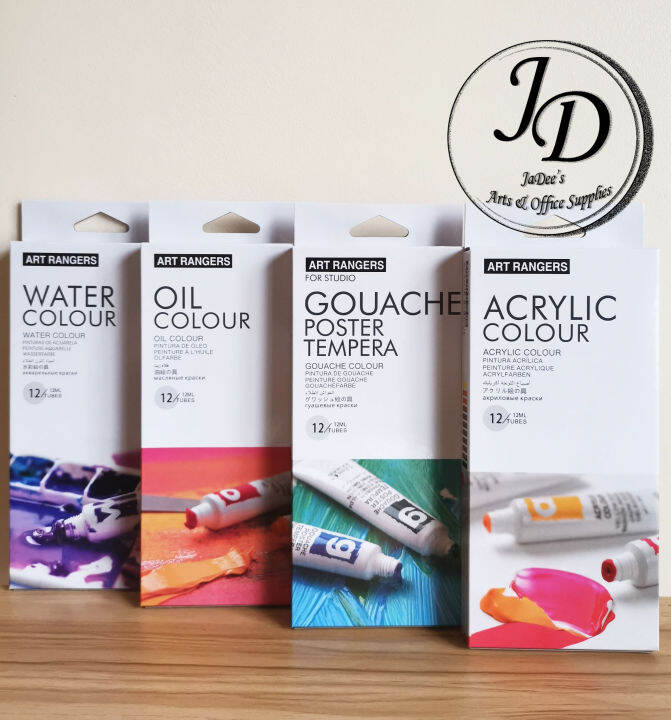 Art Ranger ACRYLIC/WATERCOLOR/GOUACHE/OIL paints [12 tubes x 12ml ...