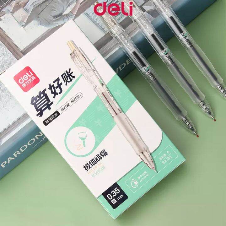 Deli Gel Pen 0.35mm Black Quick-Drying Writing Pen For Text School ...