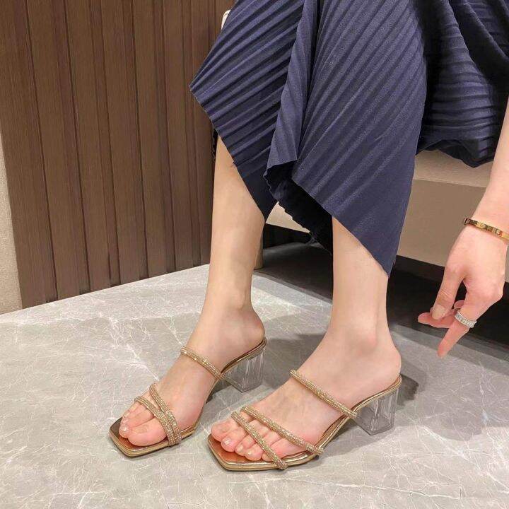 DS SHOE heels sandals for women 558-13 Elegant three-strap sandals ...