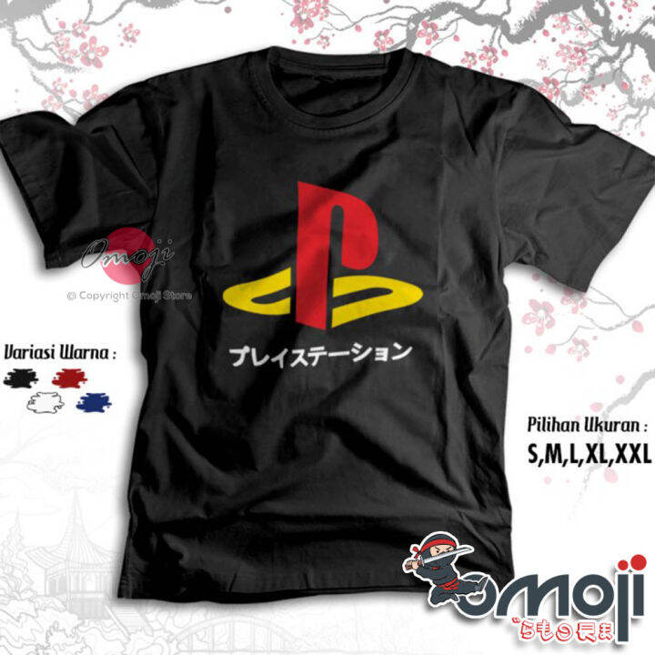 Kaos Baju Distro PS Logo Playstation Hiragana Jepang - Tshirt Gaming ...