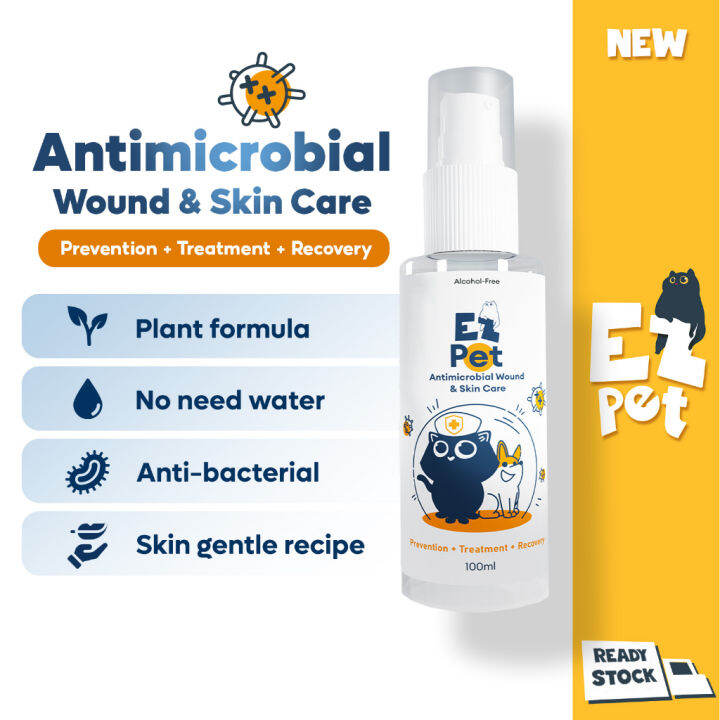EZPET🐱 Pet Antimicrobial Wound And Skin Care Spray (100 ml) Kucing ...