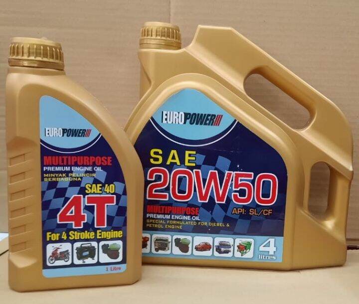 EUROPOWER ENGINE OIL SAE 40 1LT(4-STROKE OIL) / 20W50 4LT | Lazada