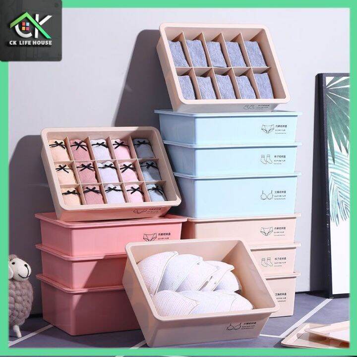 🇲🇾ready Stock Underwear Storage Organizer With Lid Multi Grids