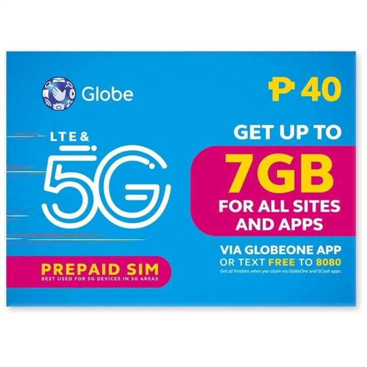 【COD】 GLOBE PREPAID SIM LTE 5G GET UP TO 7GB FOR ALL SITES AND APPS ...