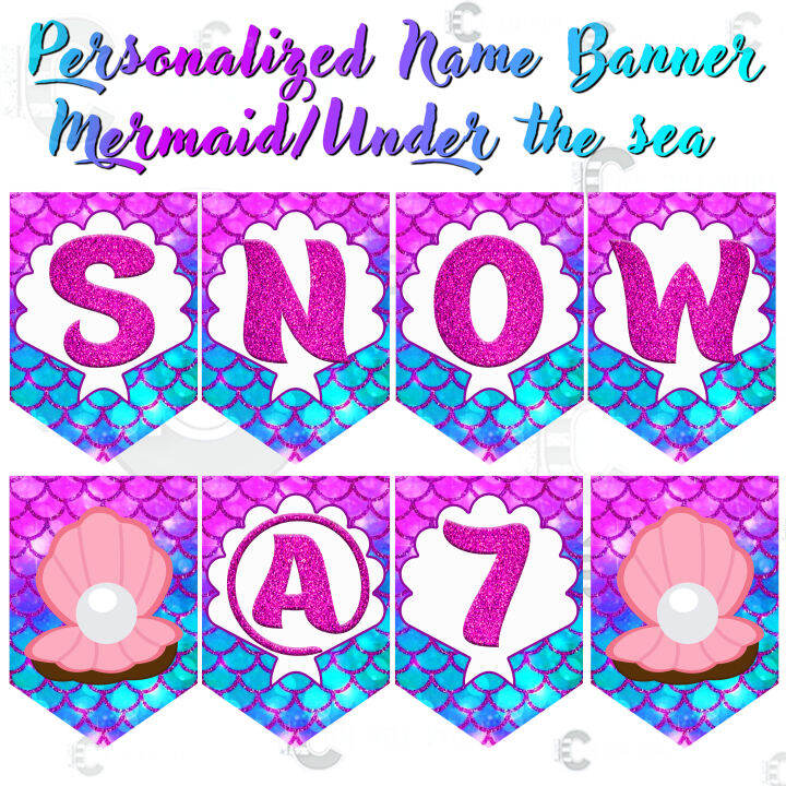Personalized/Customized Mermaid Under the Sea Name Flag Banner ...