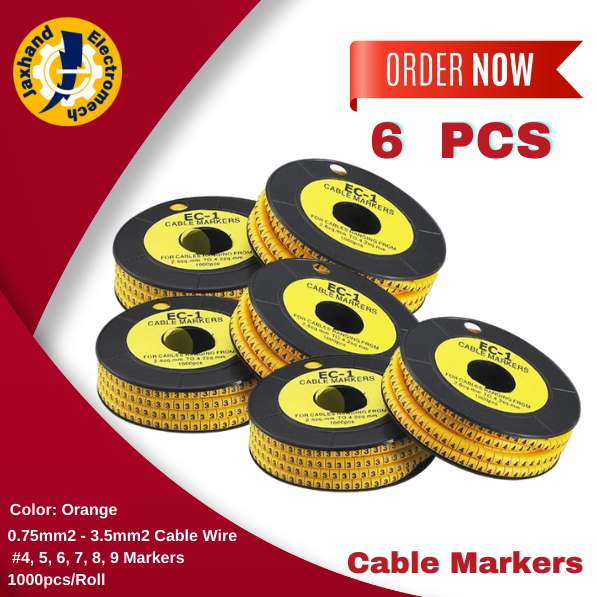 6 Rolls Cable Marker for 0.75mm2 - 3.5mm2 Wire (4, 5, 6, 7, 8, 9 ...