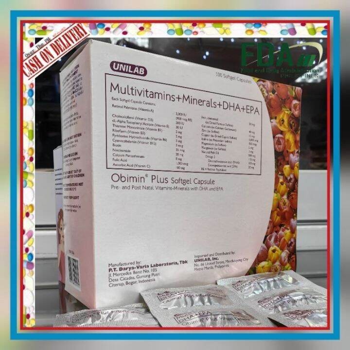 New Spot OBIMIN PLUS MULTIVITAMINS MINERALS DHA EPA 10 Softgel Capsules ...