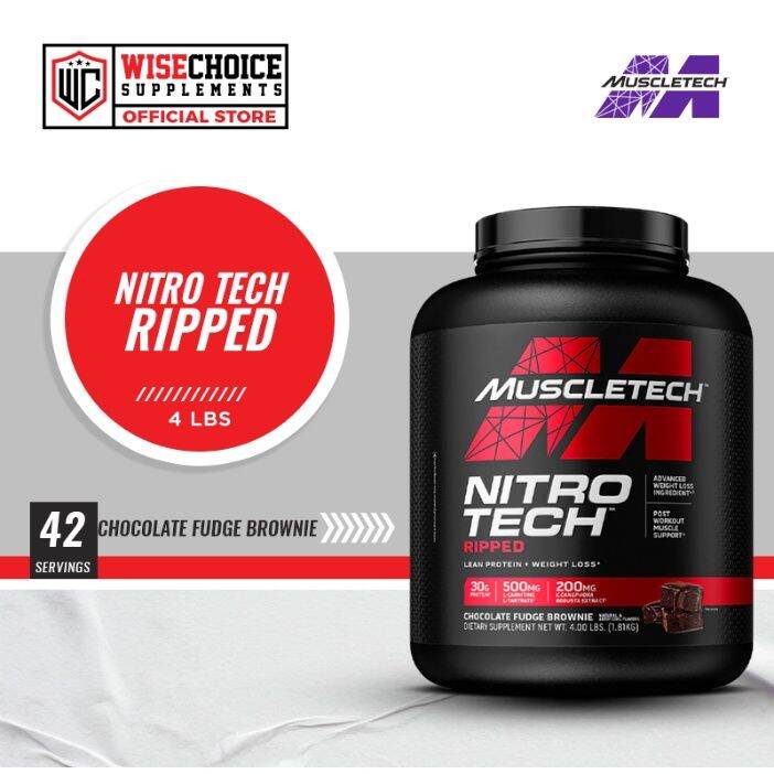 HSR MUSCLETECH NITROTECH RIPPED WHEY PROTEIN 4 LBS CHOCOLATE FUDGE ...
