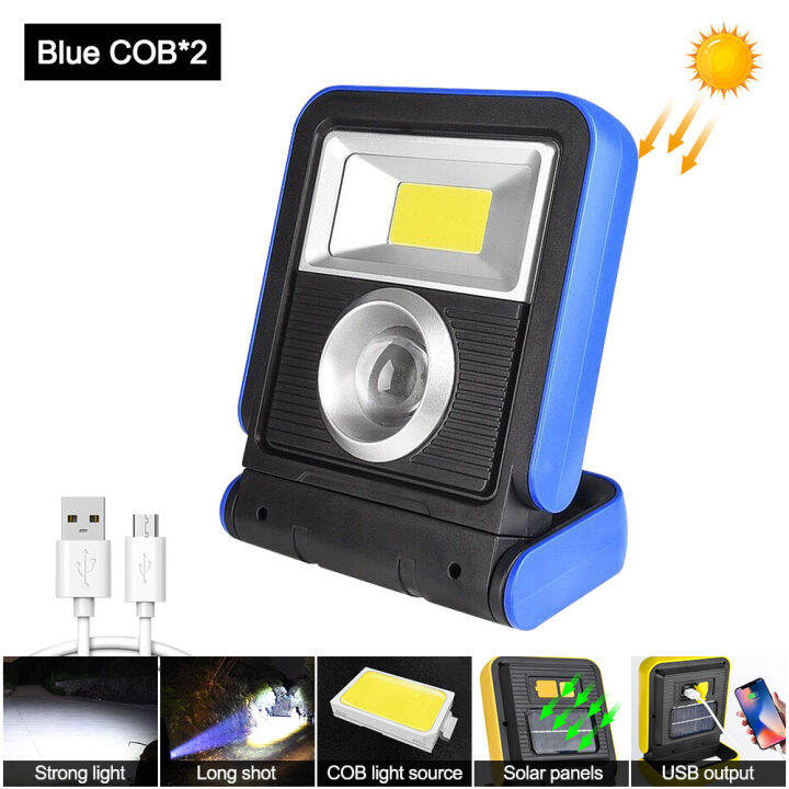 TKK Solar Panel Portable COB Work Light Energy Saving Rechargeable ...