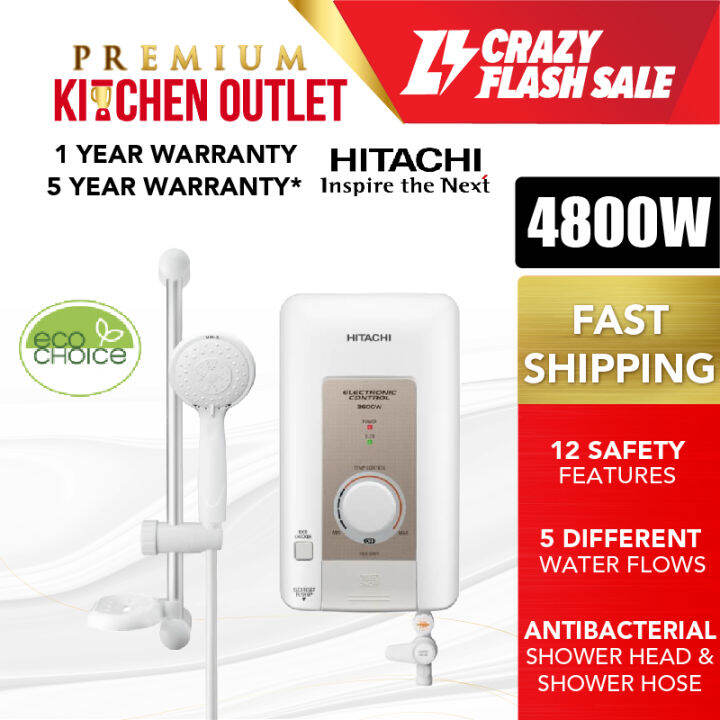 Hitachi 4800W DC Inverter Pump Shower Heater HES-48WPY | 12 Safety ...