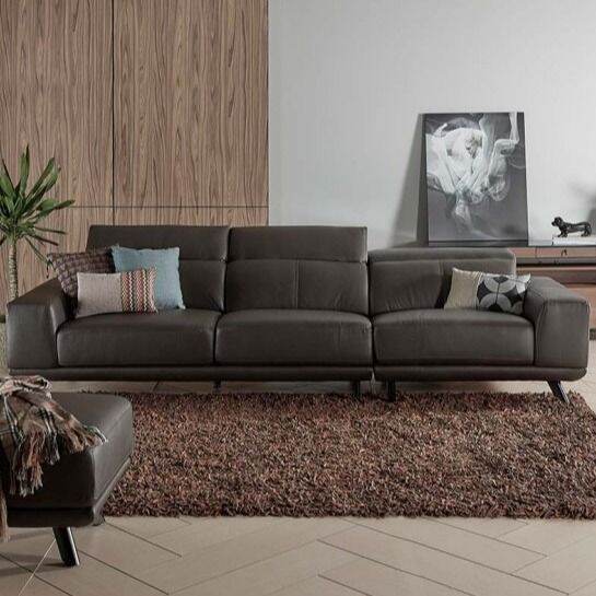CELLINI Kof 3-Seater Half Leather Sofa With Adjustable Headrests ...