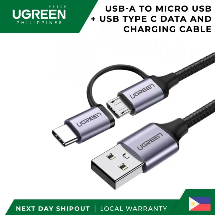 UGREEN USB A to Micro USB + USB Type C Date and Charging Cable for ... UGREEN USB A to Micro USB + USB Type C Date and Charging Cable for ...