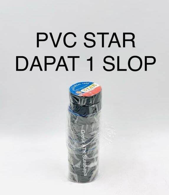 ( DAPAT 1 SLOP ) Isolasi Selotip Listrik PVC STAR HITAM Lebar 15 MM ...