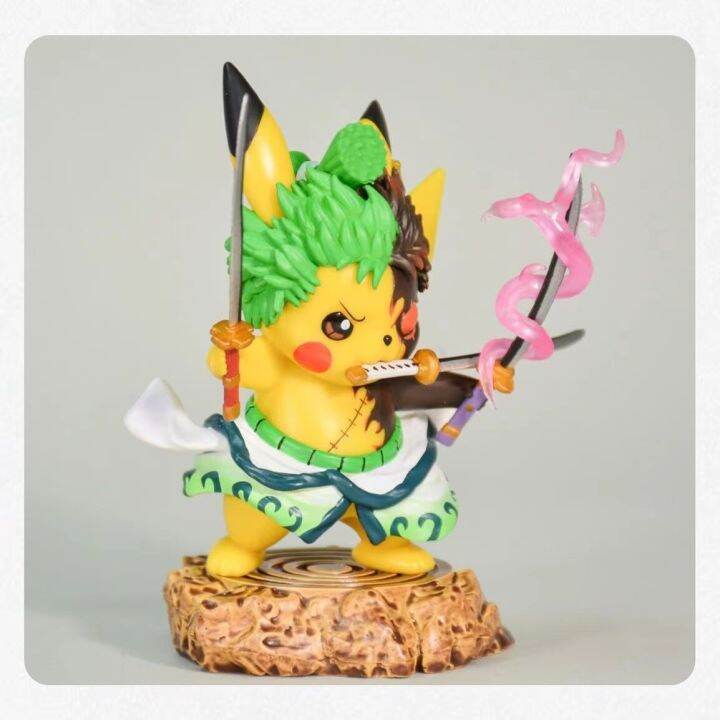 【CW】Pokemon Anime Kawaii Pikachu Cosplay Roronoa Zoro Action Figure ...