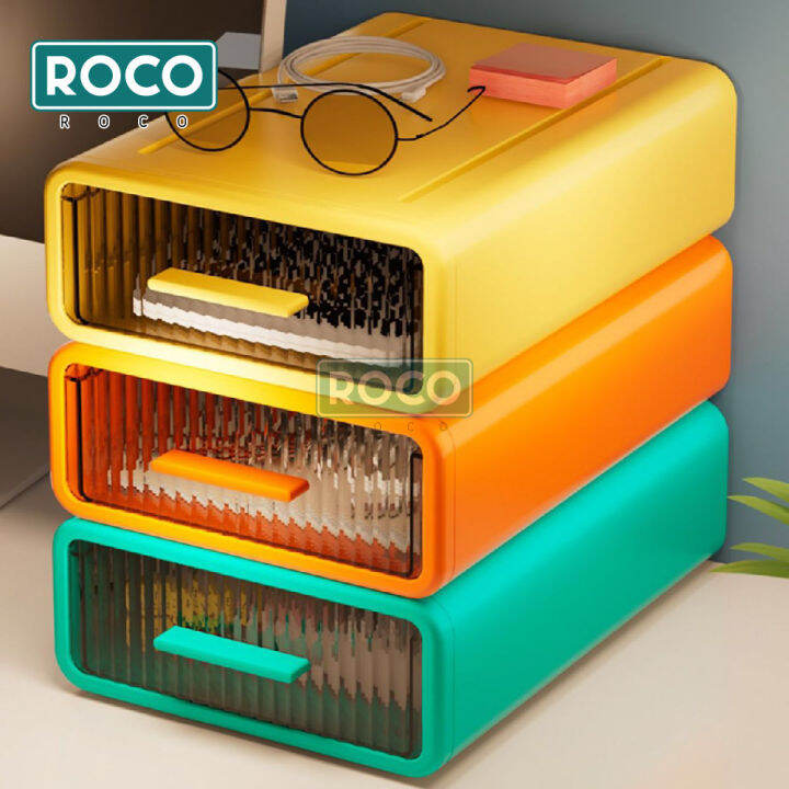 [1PC] ROCO 可叠式收纳盒 Stackable PP Drawer Storage Box With Handle Space ...