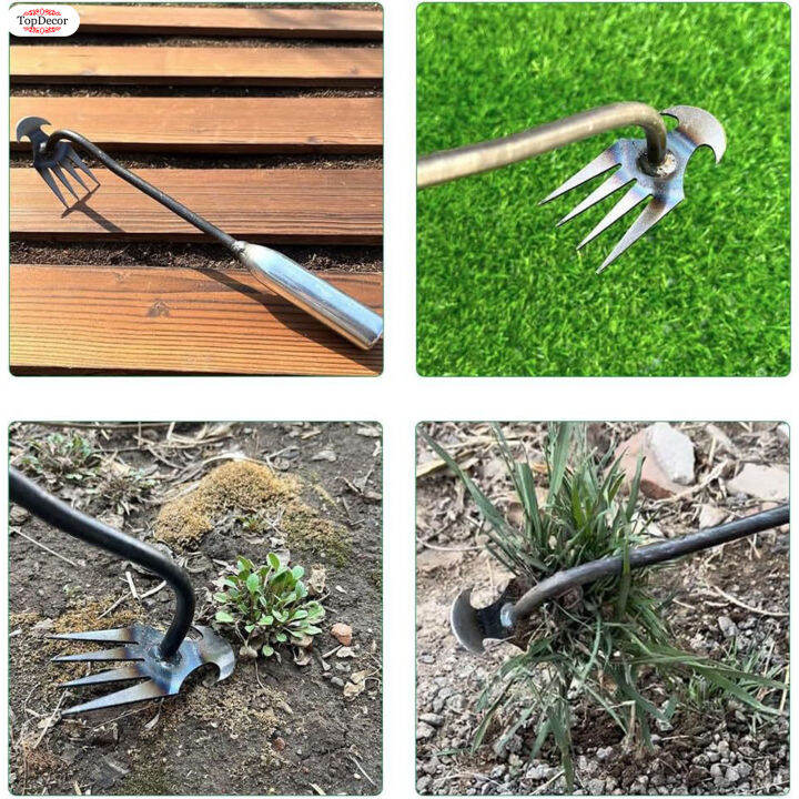 TopDecor Garden Manual Hand Weeder Rake Hand-held Root Weeding Digger ...
