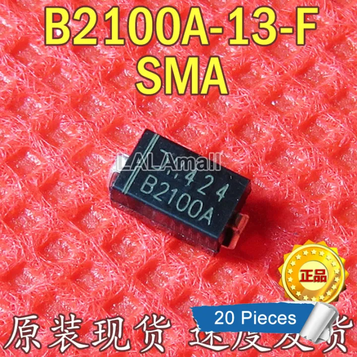20pcs B2100A-13-F B2100A SMA DO-214AC 2A/100V Schottky Barrier ...