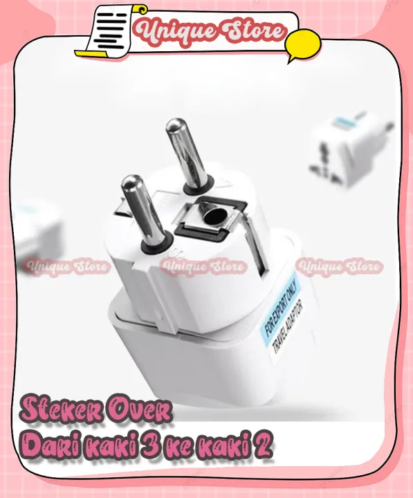 Travel adaptor Converter sambungan Batok colokan kaki 3 ke 2 Universal ...