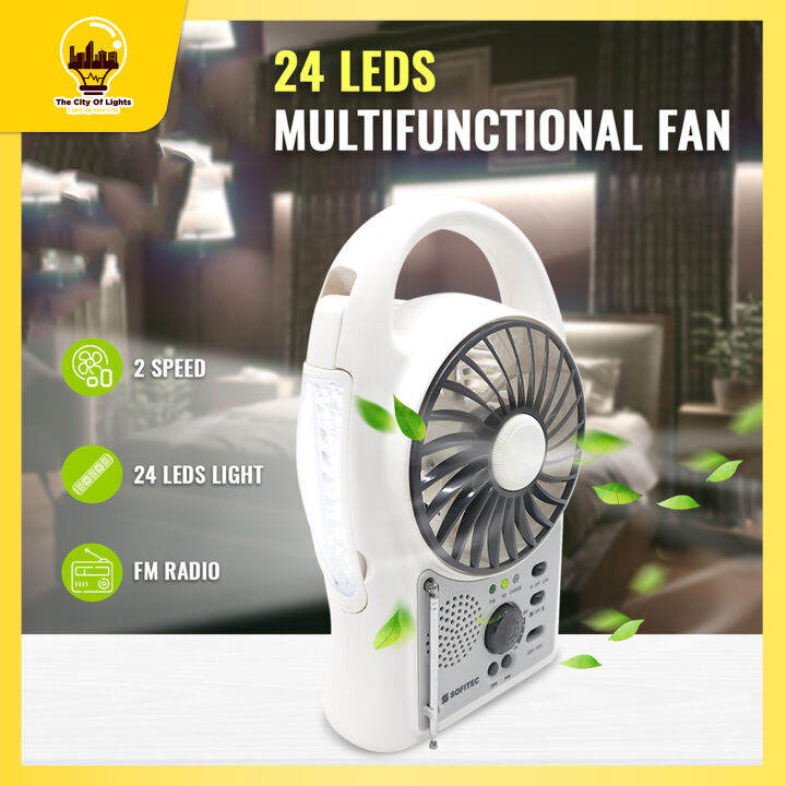 TCLS Sofitec Rechargeable Desk Cool Fan with 24 LED Light | Lazada PH