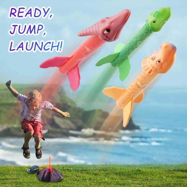 Rocket Foot Pump Launcher Toys Flying Dinosaur Jump Interactive ...