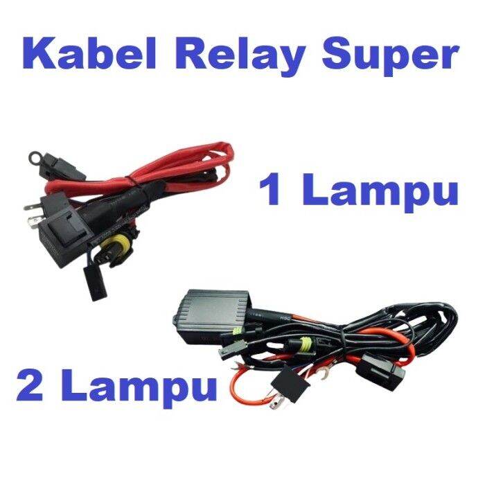 Kabel Set Relay Lampu HID Projector Biled BI LED Projie LED Motor Mobil ...
