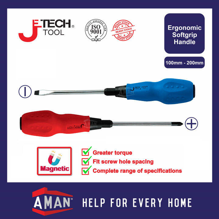 JETECH Magnetic Screwdriver Ergonomic Softgrip Handle Philip Flat ...