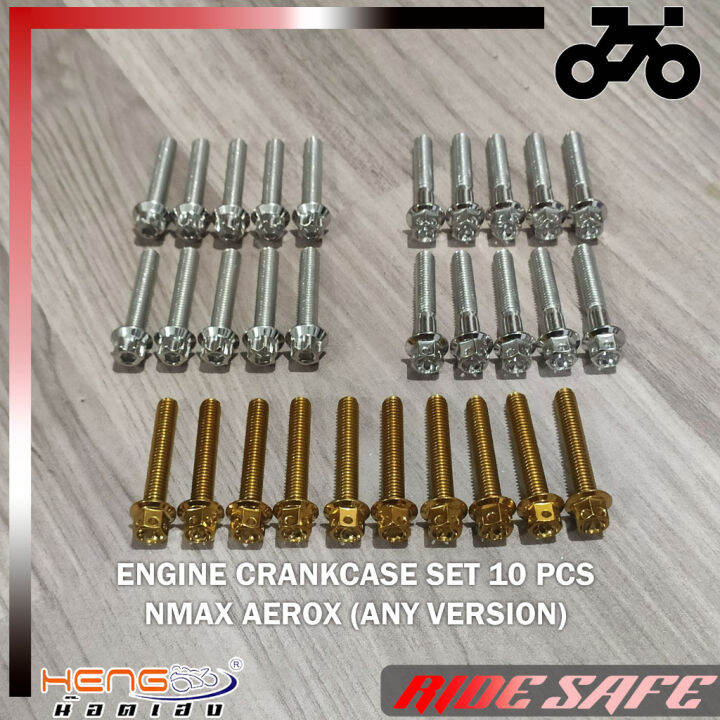 10 PCS / HENG STAINLESS CRANKCASE SET BOLT YAMAHA AEROX NMAX V1 V2 ...