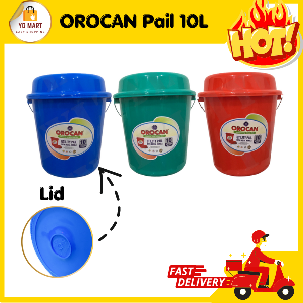 YG Mart - Orocan Utility Pail with Cover 10L Balde / Timba for laundry ...