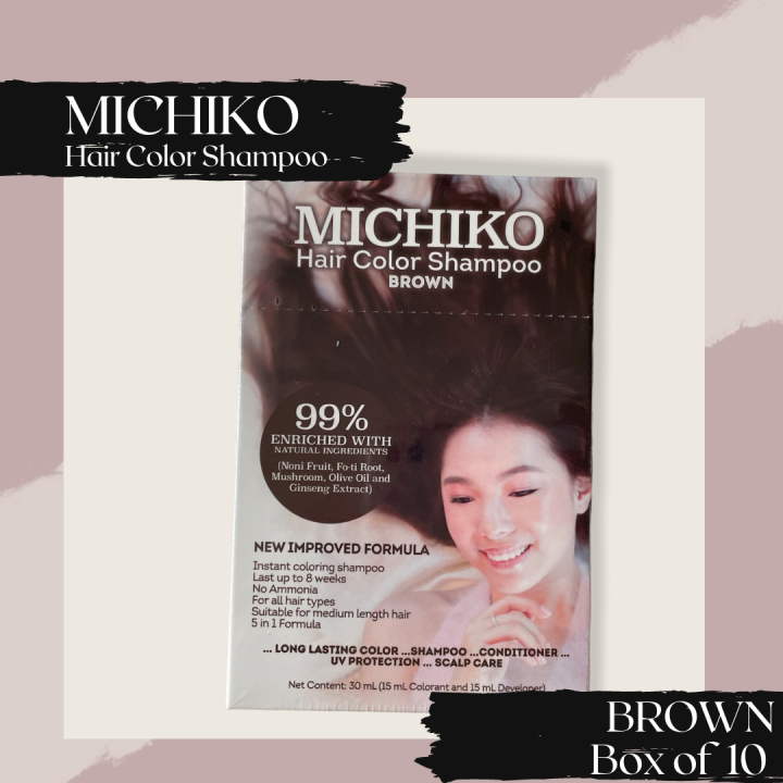 Michiko Hair Color Shampoo Brown [BOX OF 10] | Lazada PH