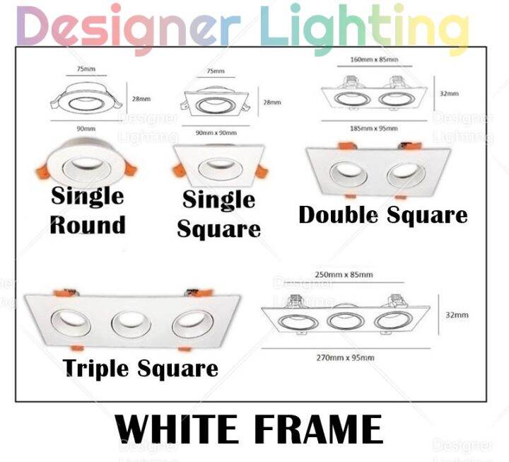 Designer Lighting Eyeball Casing [White Frame] Set with GU10 Led Bulb ...