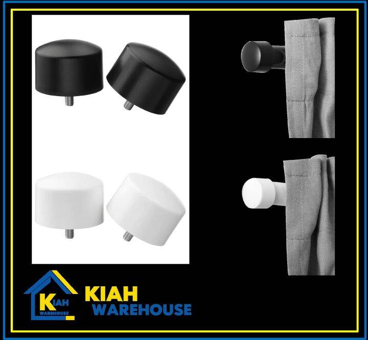 【SPOT EXPRESS】 RAFFIG Finials (1 Pair) Black White Fits RACKA and HUGAD ...