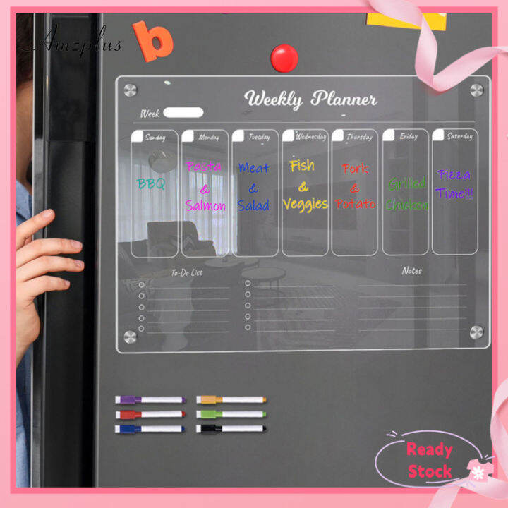 Amzplus Clear Acrylic Magnetic Fridge Board Planner Daily Weekly ...