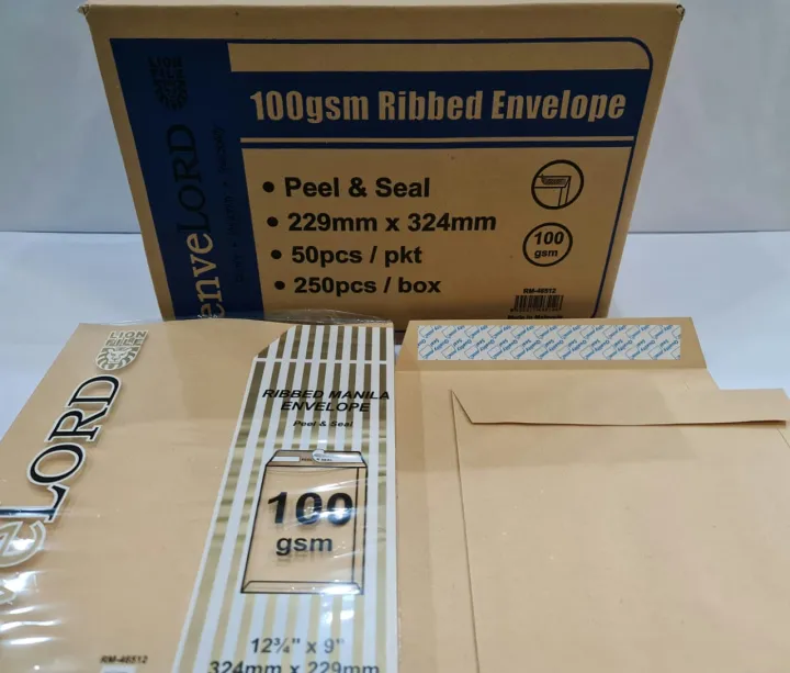 A4 Envelope Ribbed Manila 9"X 12.75" Peal & Seal (250's) | Lazada
