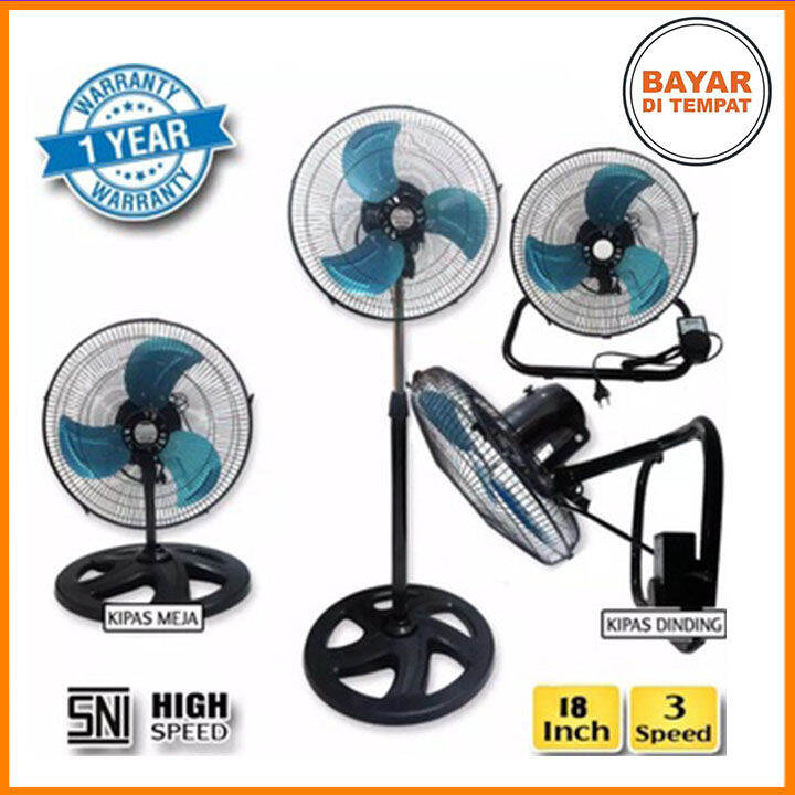 Niko/Speed Fan kipas Angin Besi TORNADO 3 IN 1 18 inch dinding + berdiri + duduk | Lazada Indonesia