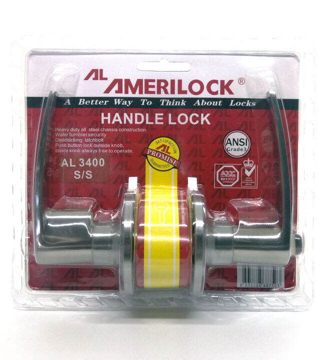 Amerilock Lever Type AL3400 Handle Lock. Stainless and Antique Brass ...