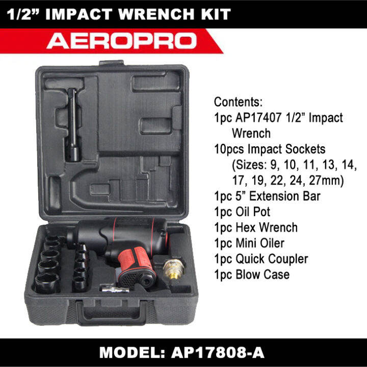 Aeropro 1/2" Air Impact Wrench Kit AP17808-A | Lazada PH