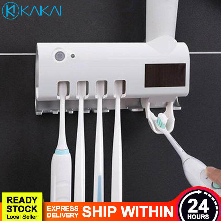 🔥 SOLAR PANEL 🔥 UV Sterilizer Toothbrush Holder Wall-mounted Electric ...