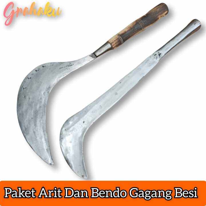 Paket Arit Baja Asli Super Tajam Dan Bendo Gagang Besi - Arit Sabit ...