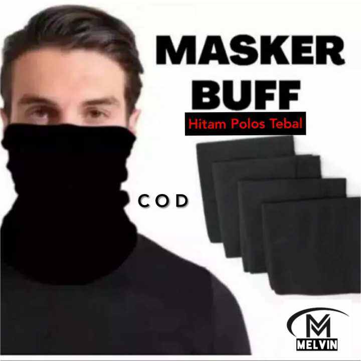 12 PCS [ 1 LUSIN ] Masker Pria - Buff Pria - Masker Buff Hitam Polos ...