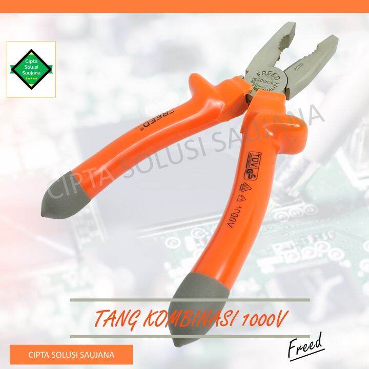 TANG KOMBINASI 8" 1000V SATIN TANG INSULASI PLN TANG INSTALASI LISTRIK ...