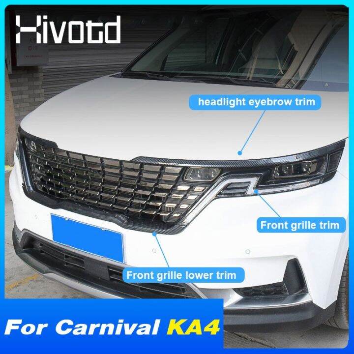 Hivotd สำหรับ Kia เทศกาล KA4 2022 2021รถกระจังหน้าตัดแถบไฟหน้าคิ้วปกภายนอกชิ้นส่วนตกแต่งอุปกรณ์ ...