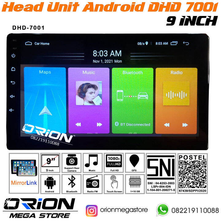 Head Unit Android 9 inch DHD 7001 Double Din Bluetooth GPS Mirrorlink ...