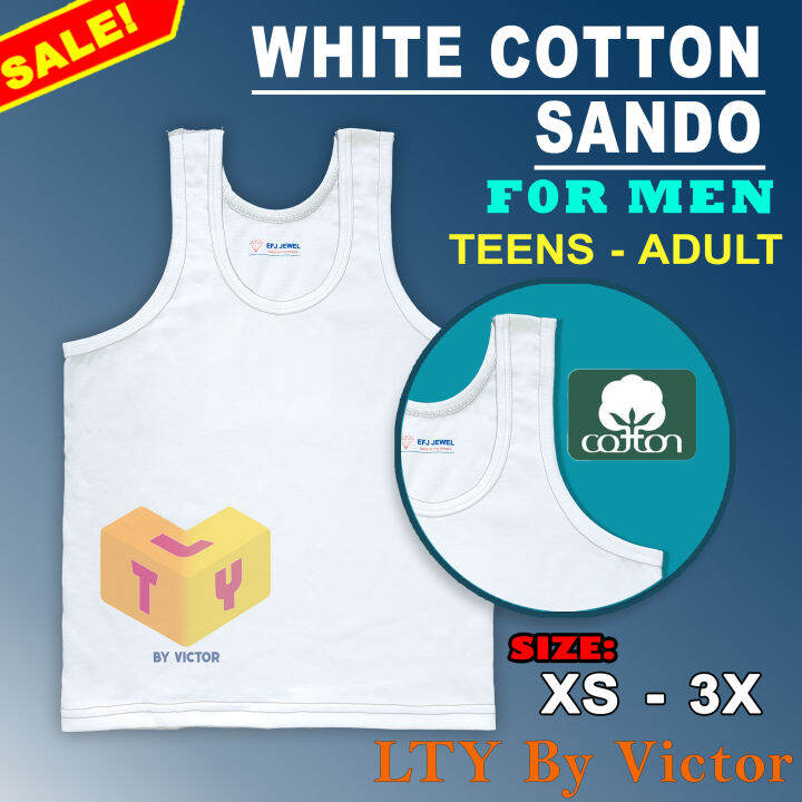 3PCS SANDO PLAIN WHITE COTTON FOR TEENS AND MEN JEWEL BRAND XS - 3X ...