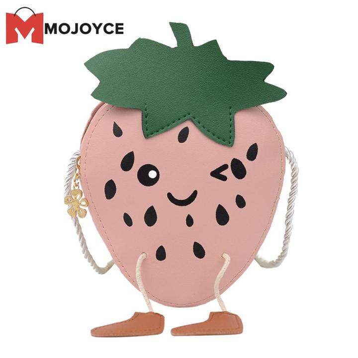 MOJOYCE Kids Strawberry Shoulder Money Bag Girl PU Daily Travel ...