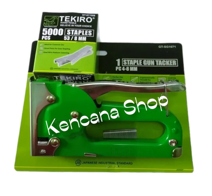 Alat tukang staples gun tekiro set isi stpales 8mm - staples tekiro set ...