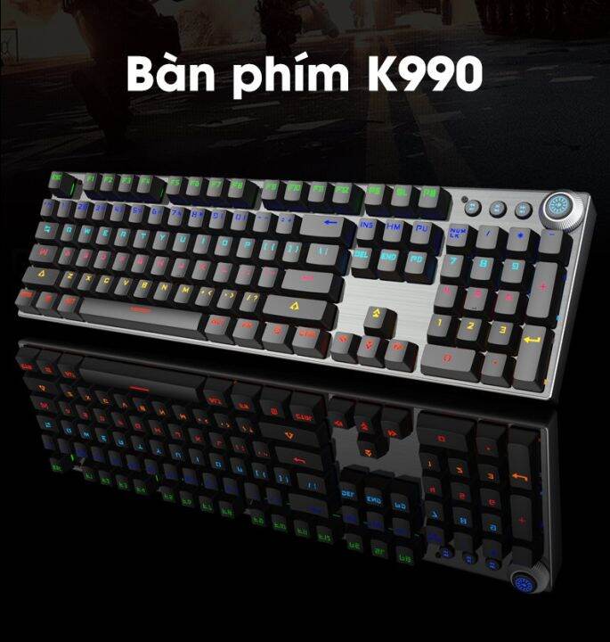 Bàn phím cơ Gaming Leaven K990 - LED RGB - chống nước - chống bụi - Blue Switch | Lazada.vn