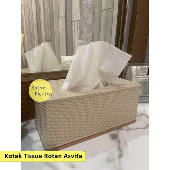 Kotak Tempat Tissue Tisu Rotan Plastik Asvita Persegi Panjang Besar ...