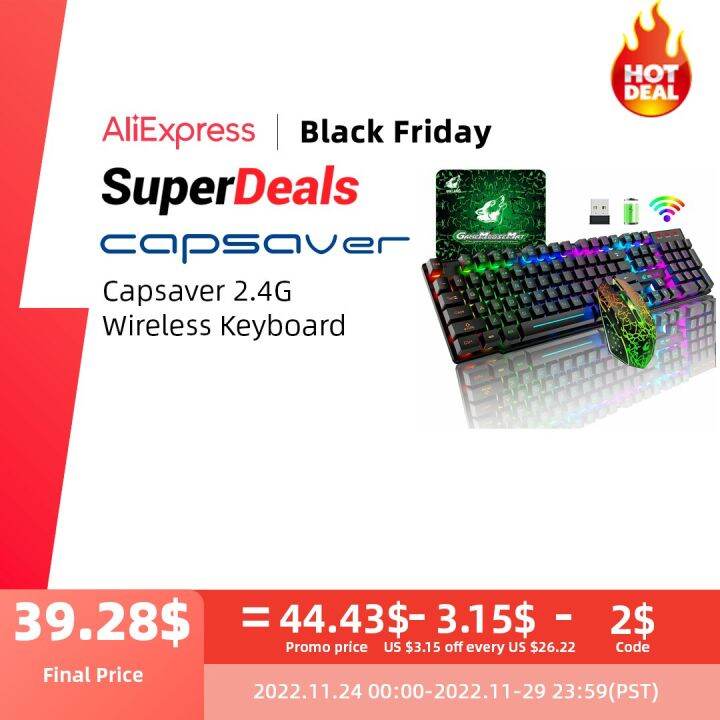 2.4G Wireless Keyboard And Mouse Kit Protable LED Backlight 104 ...