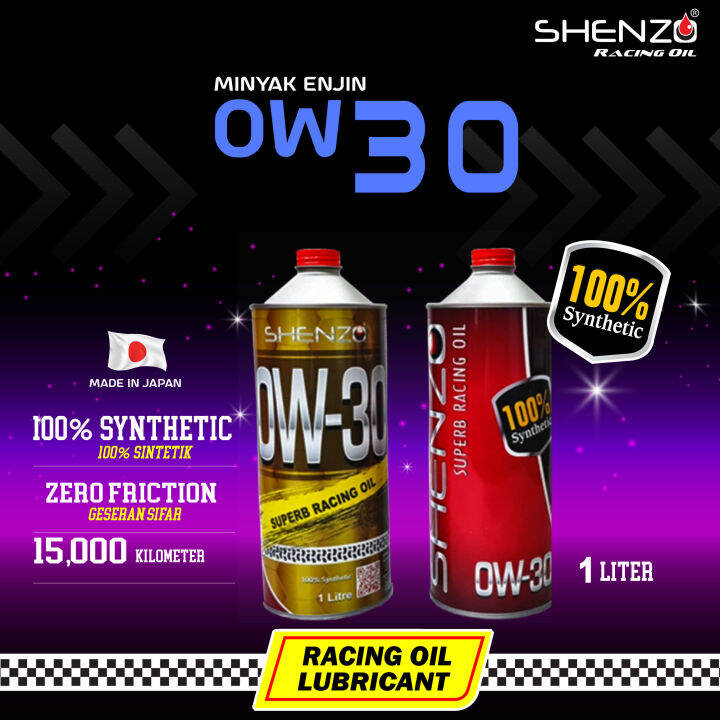 Shenzo 0W30 Racing Oil Zero Friction 100% Fully Synthetic Engine Oil 1L ...