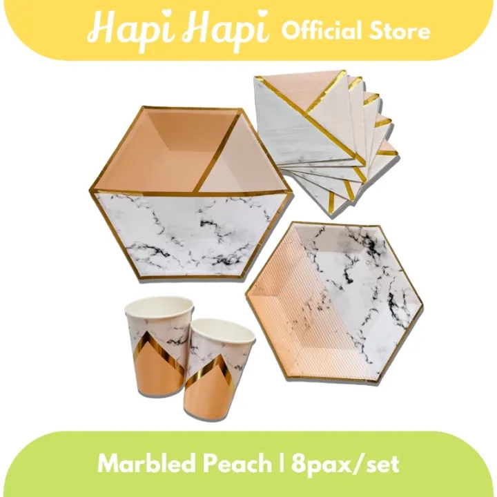 Marbled Peach Paper Plate Party Set by Hapi Hapi | Lazada PH